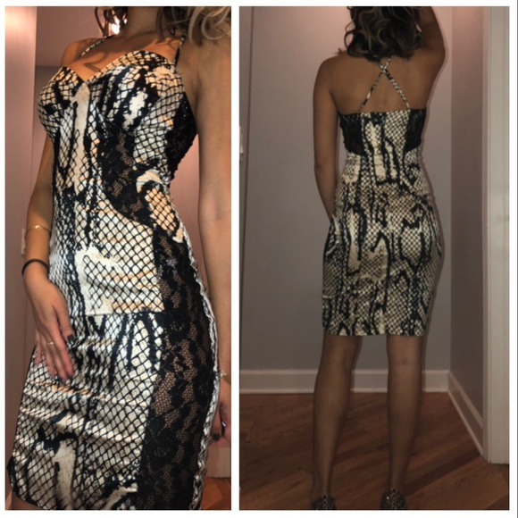 Dresses | Satin Lace Snake Print Dress | Poshmark